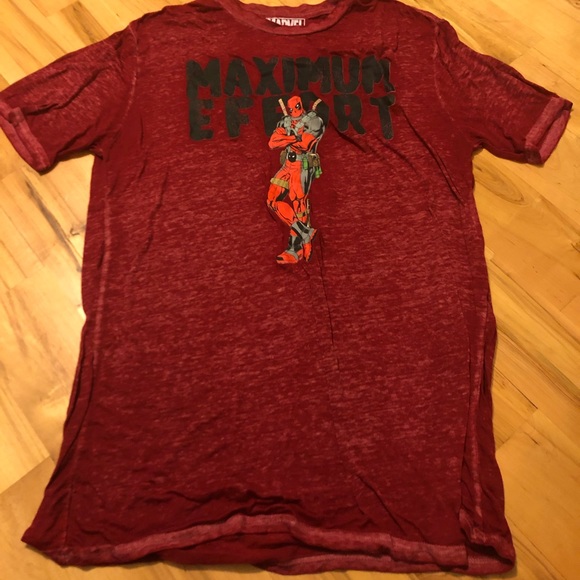 Marvel | Tops | Maroon Red Marvel Deadpool Tshirt | Poshmark